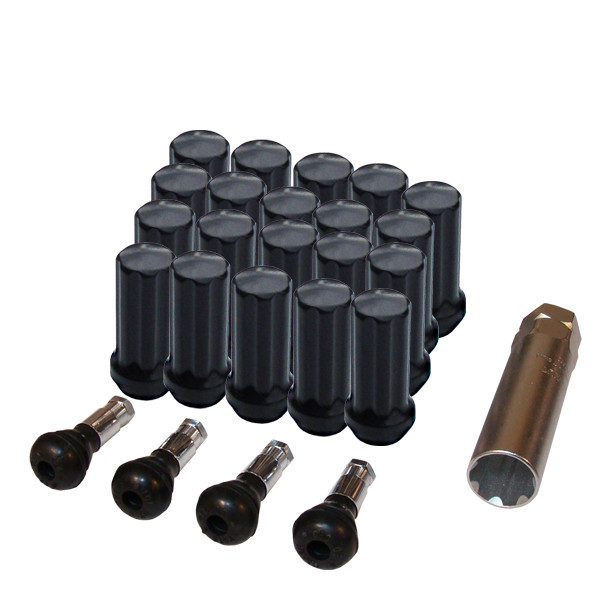 12X1.25 Black Splined Lug Kit (20 Piece)