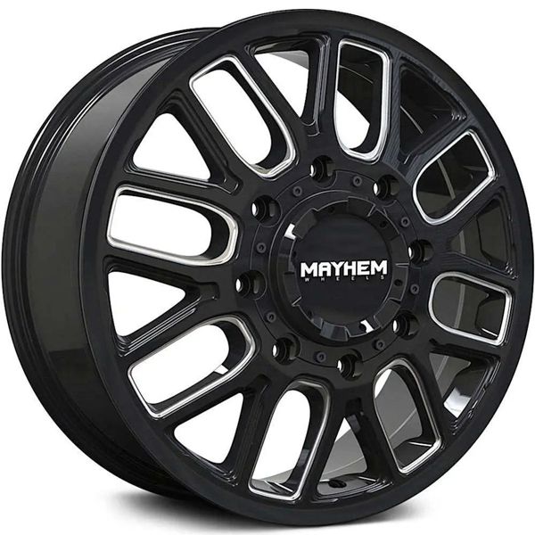 Mayhem 8107D Cogent Dually Front Gloss Black with Milled Spokes